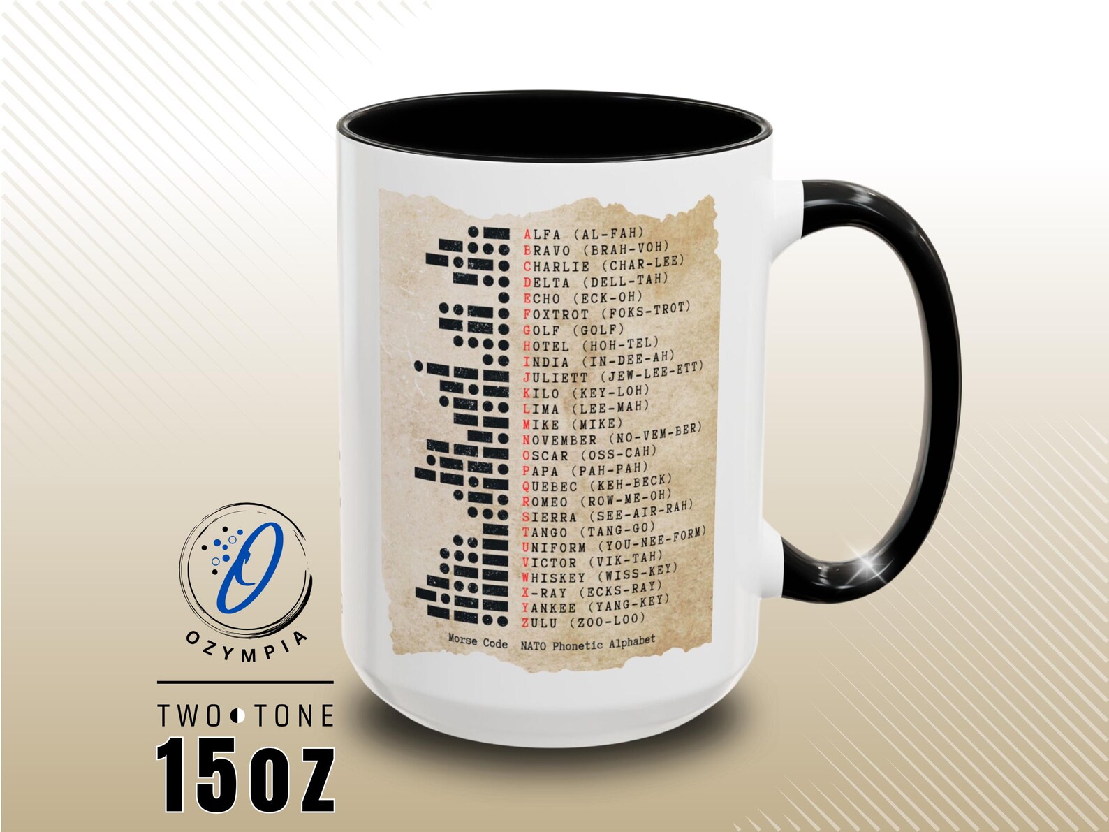 Personalizable Vintage Style Morse Code NATO Phonetic Alphabet Mug ...
