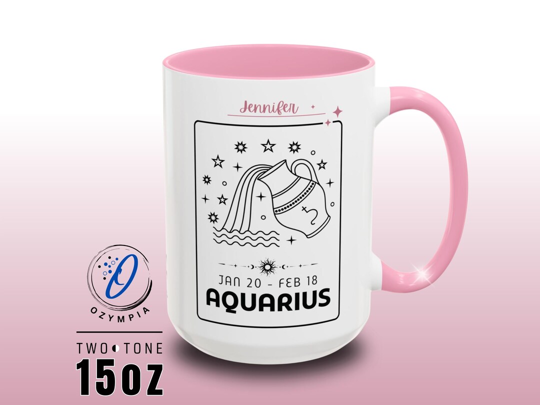 Personalized Aquarius Mug | Custom Zodiac Coffee Cup | 15oz Two Tone ...