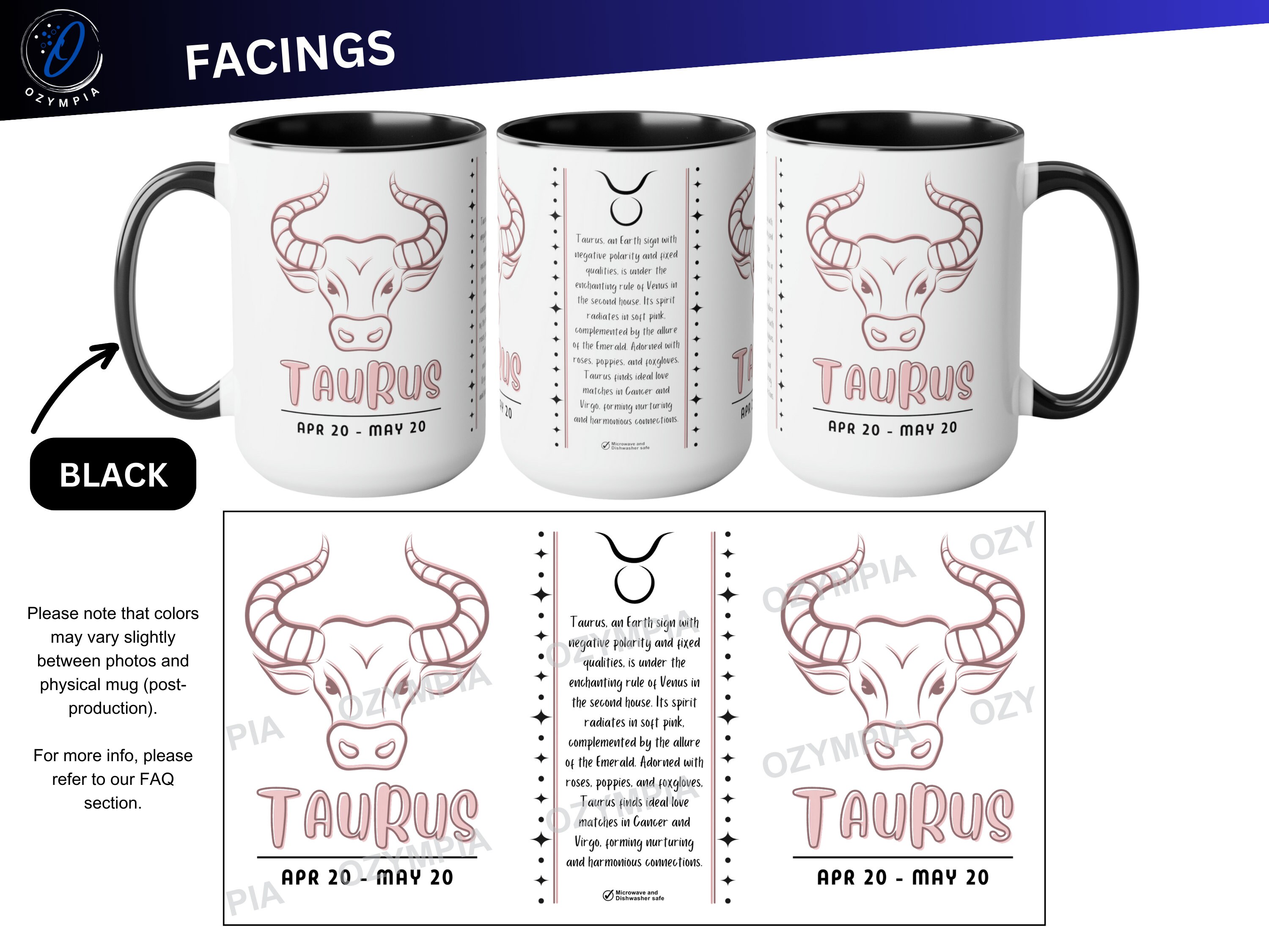 ZODIAC Taurus Mug, Astrology Coffee Cup, 15oz Horoscope Mug, April May ...