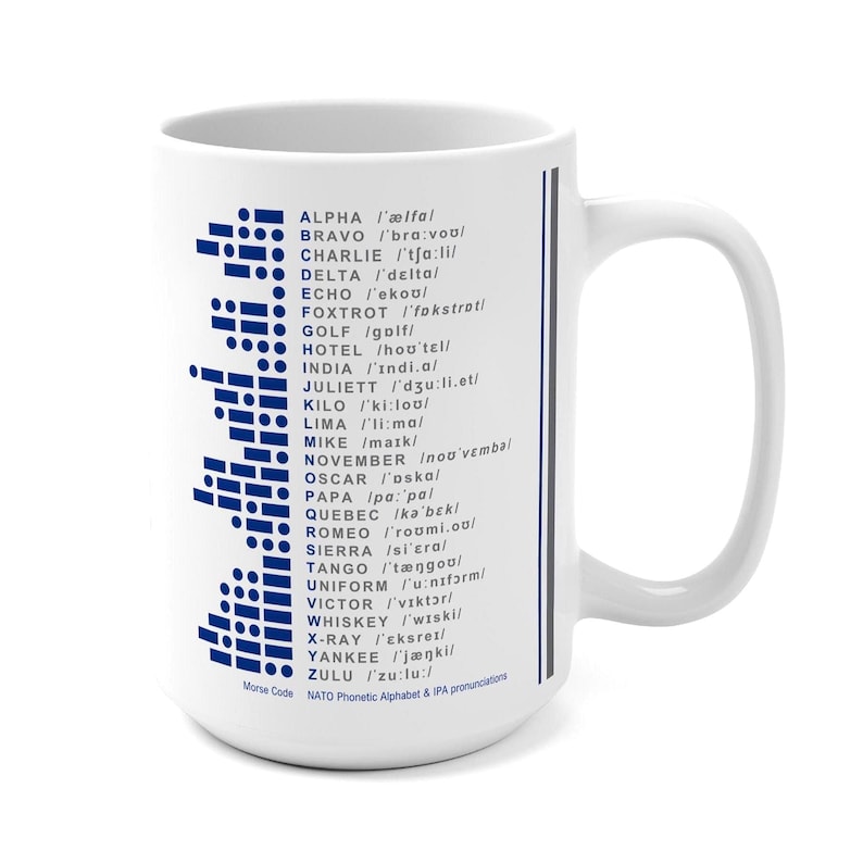 Morse Code & Phonetic Alphabet Mug - NATO Code, IPA Pronunciations ...