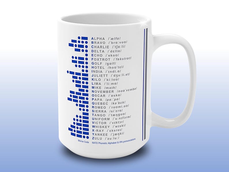 Morse Code & Phonetic Alphabet Mug - NATO Code, IPA Pronunciations ...