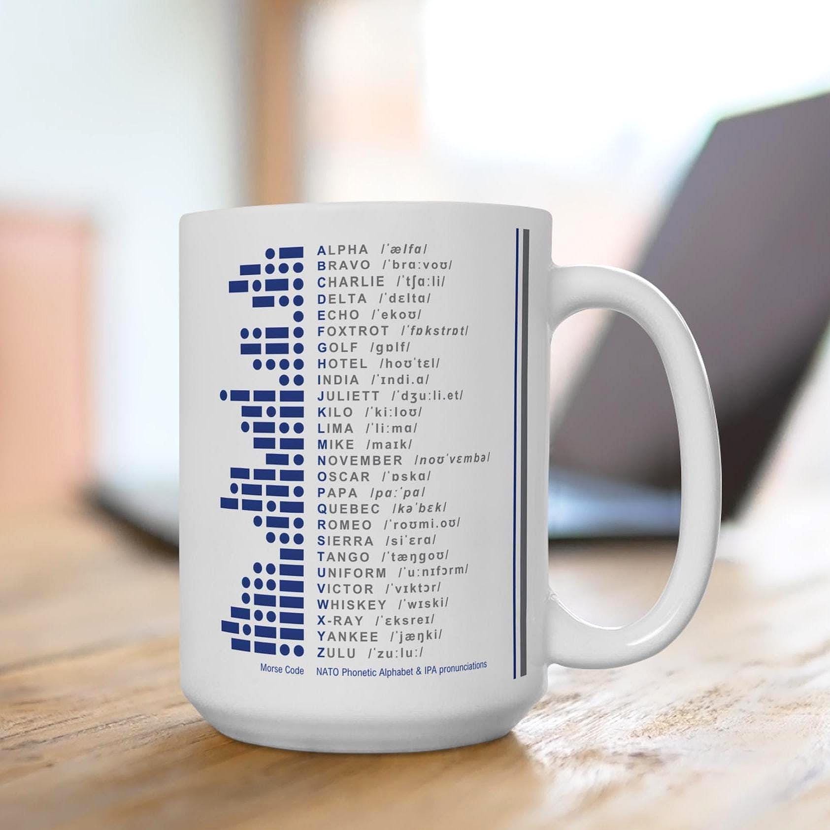 Morse Code & Phonetic Alphabet Mug - NATO Code, IPA Pronunciations ...