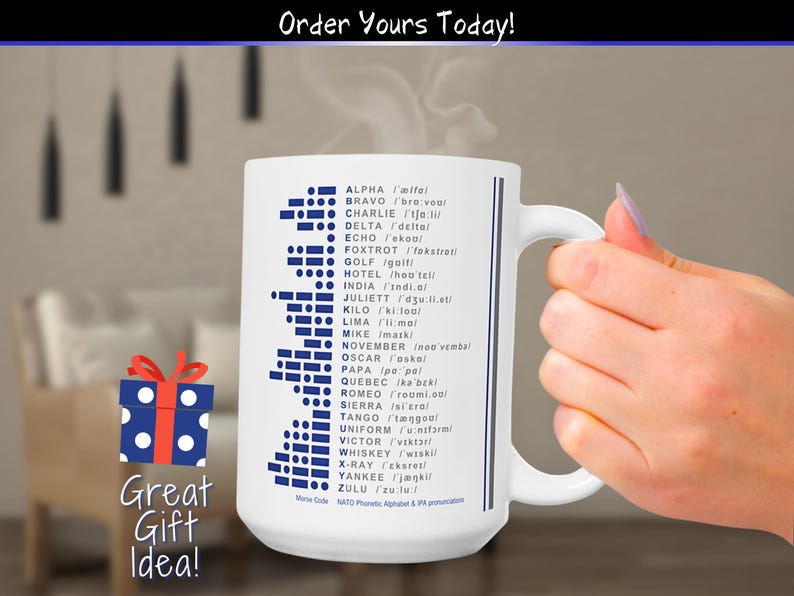 Morse Code & Phonetic Alphabet Mug - NATO Code, IPA Pronunciations ...