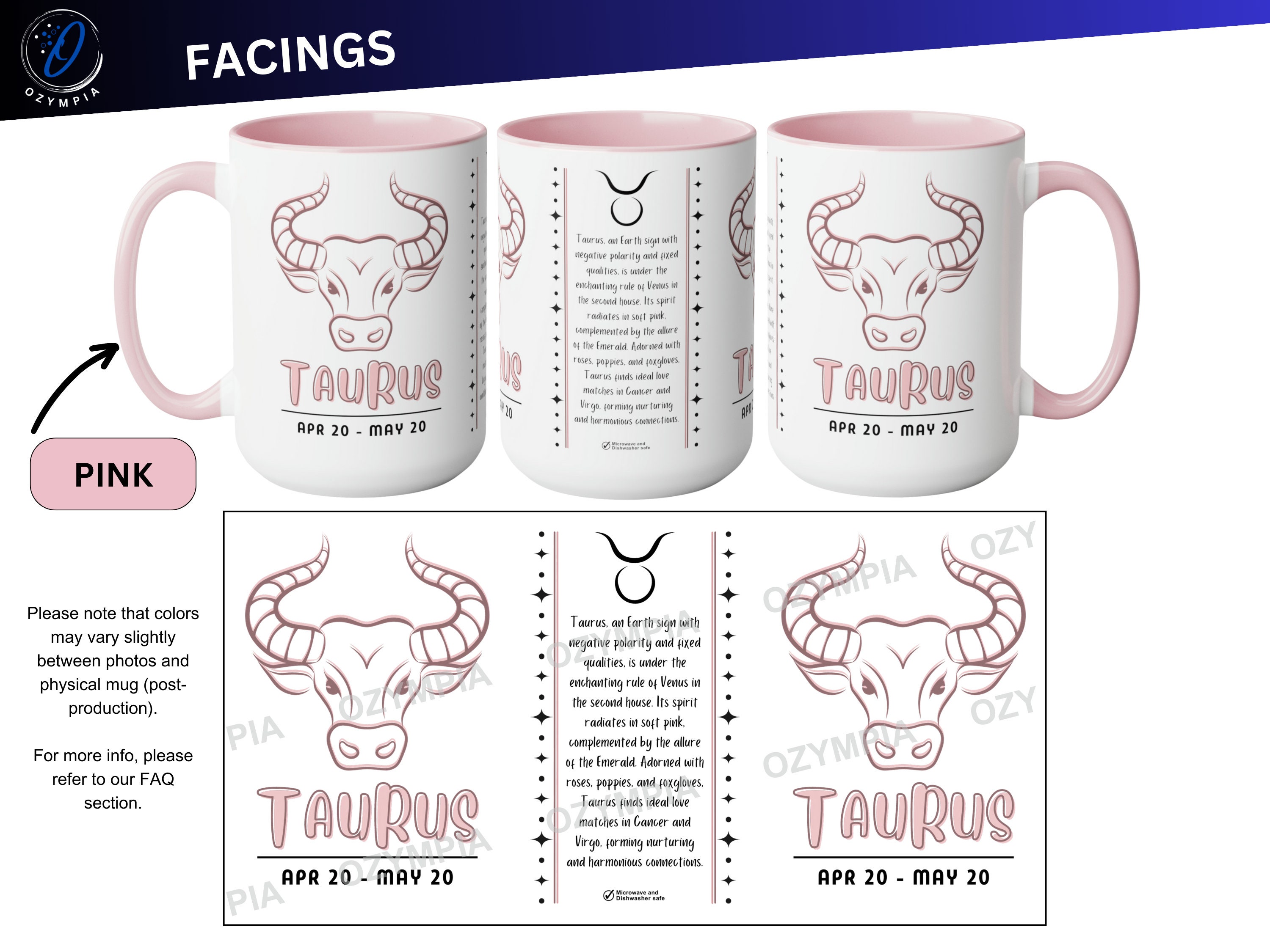 ZODIAC Taurus Mug, Astrology Coffee Cup, 15oz Horoscope Mug, April May ...