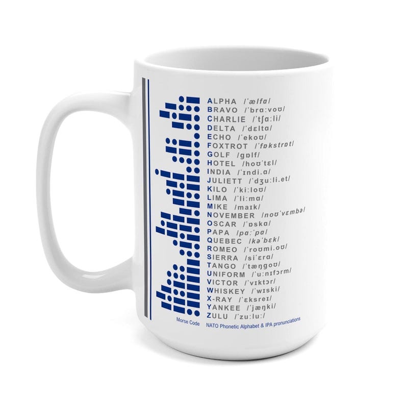 Morse Code & Phonetic Alphabet Mug - NATO Code, IPA Pronunciations ...