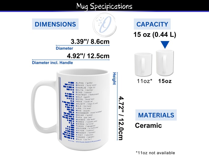Morse Code & Phonetic Alphabet Mug - NATO Code, IPA Pronunciations ...