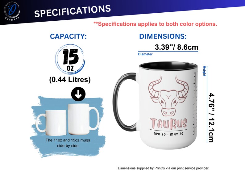 ZODIAC Taurus Mug, Astrology Coffee Cup, 15oz Horoscope Mug, April May ...