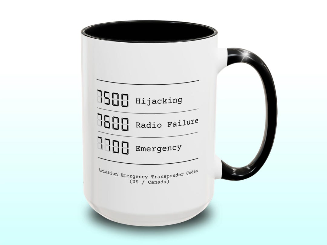 Aviation Emergency Squawk Code Mug | 15oz Two Tone Pilot & ATC Gift - Etsy