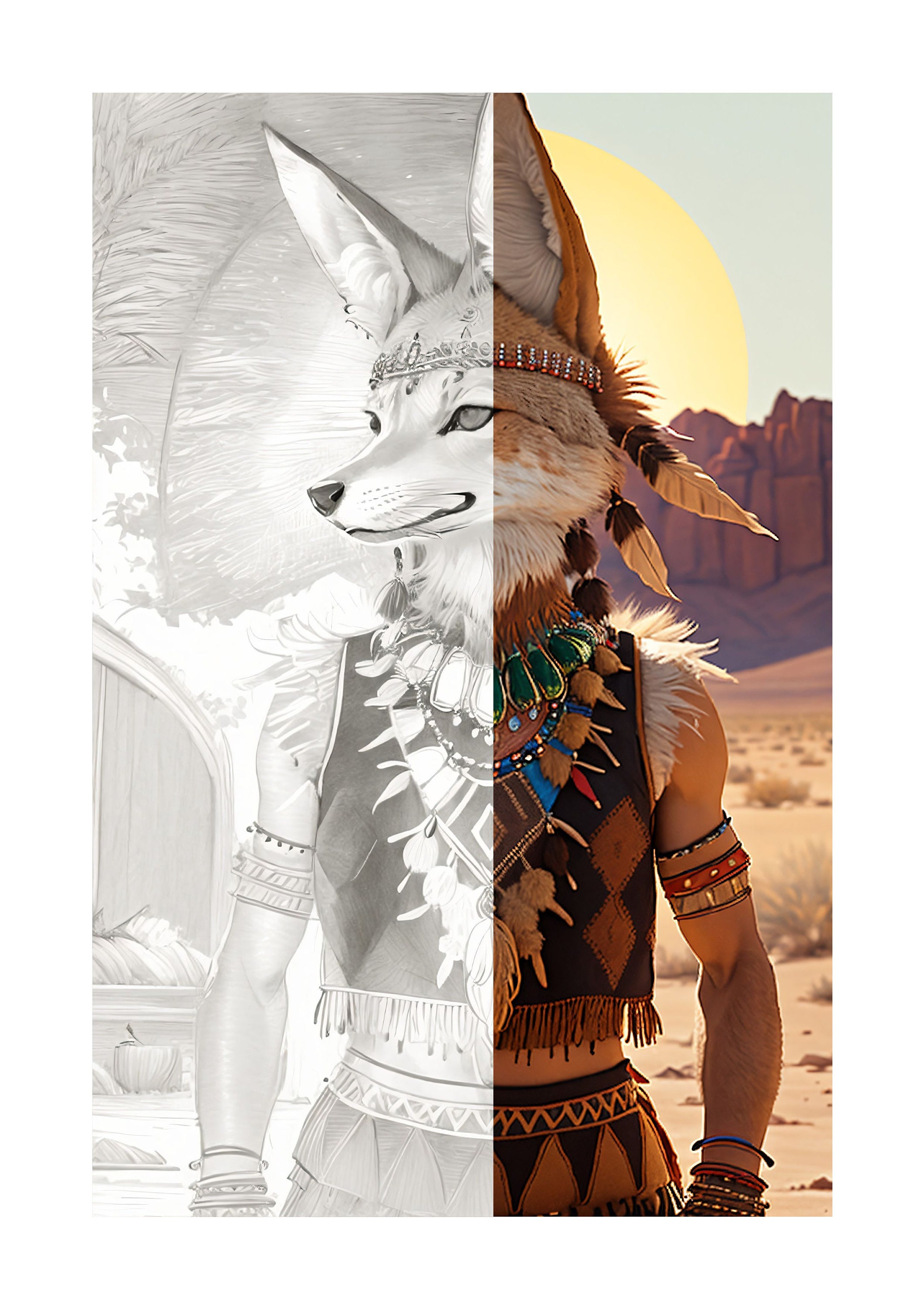 Native American Humanoid Animals Coloring Book - Etsy