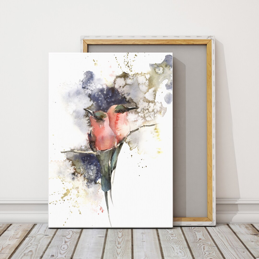 Carmin Bee Eaters Couple Canvas Print, Tropical Birds Painting ...