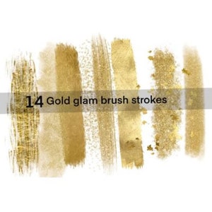 Gold Glam Brush Strokes Png Clip Art - Etsy