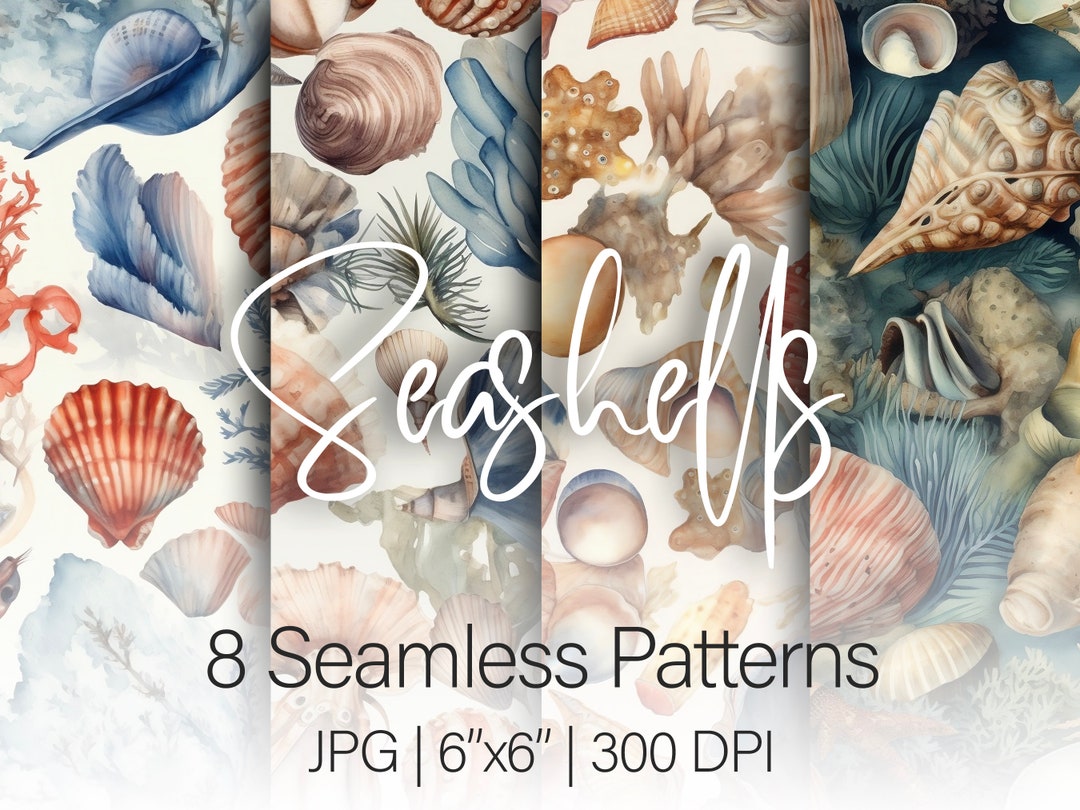 8 Seashells Printable Patterns, Perfect for Wrapping Paper, Journaling ...