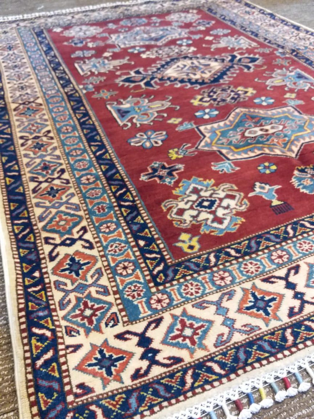 Authentic Afghan Sherwan Rug – 6x4 Rug - Red Hand Knotted Wool Rug ...