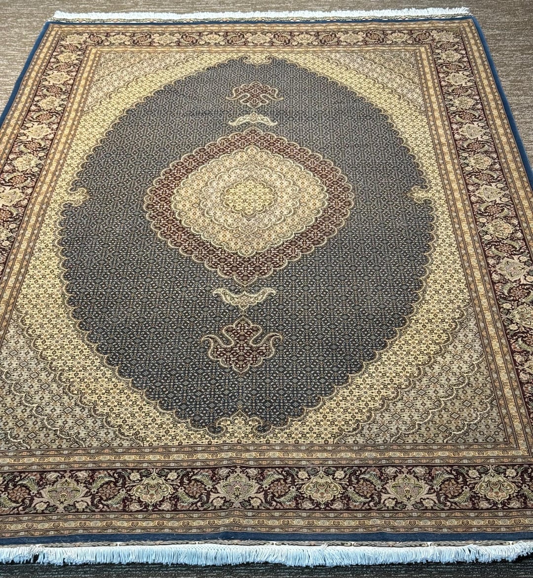 Persian Mahi Tabriz Limited Edition Rug | 7x10 Ft Veg Dyes Silk & Wool ...