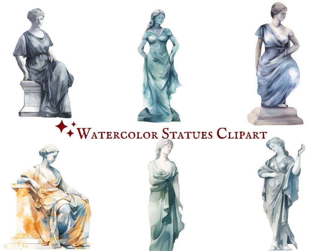 Watercolor Statues Clipart - 19 PNG Images - Garden Statues - Instant ...