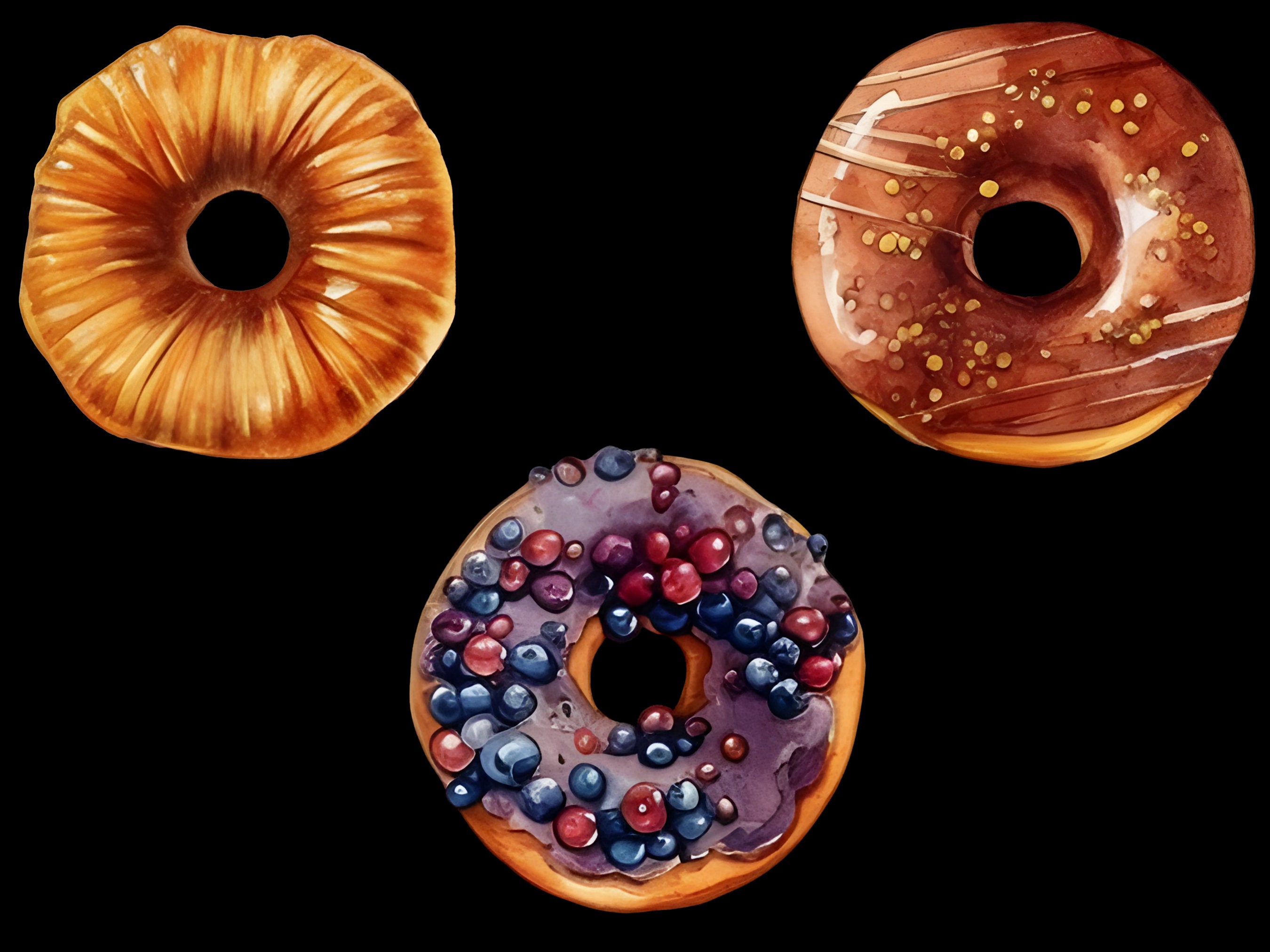 Watercolor Donuts Clipart - 30 PNG Graphics - Instant Download ...