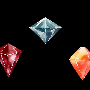 Watercolor Gemstones Clipart - 28 PNG Images - Instant Download ...
