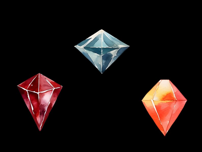 Watercolor Gemstones Clipart - 28 PNG Images - Instant Download ...