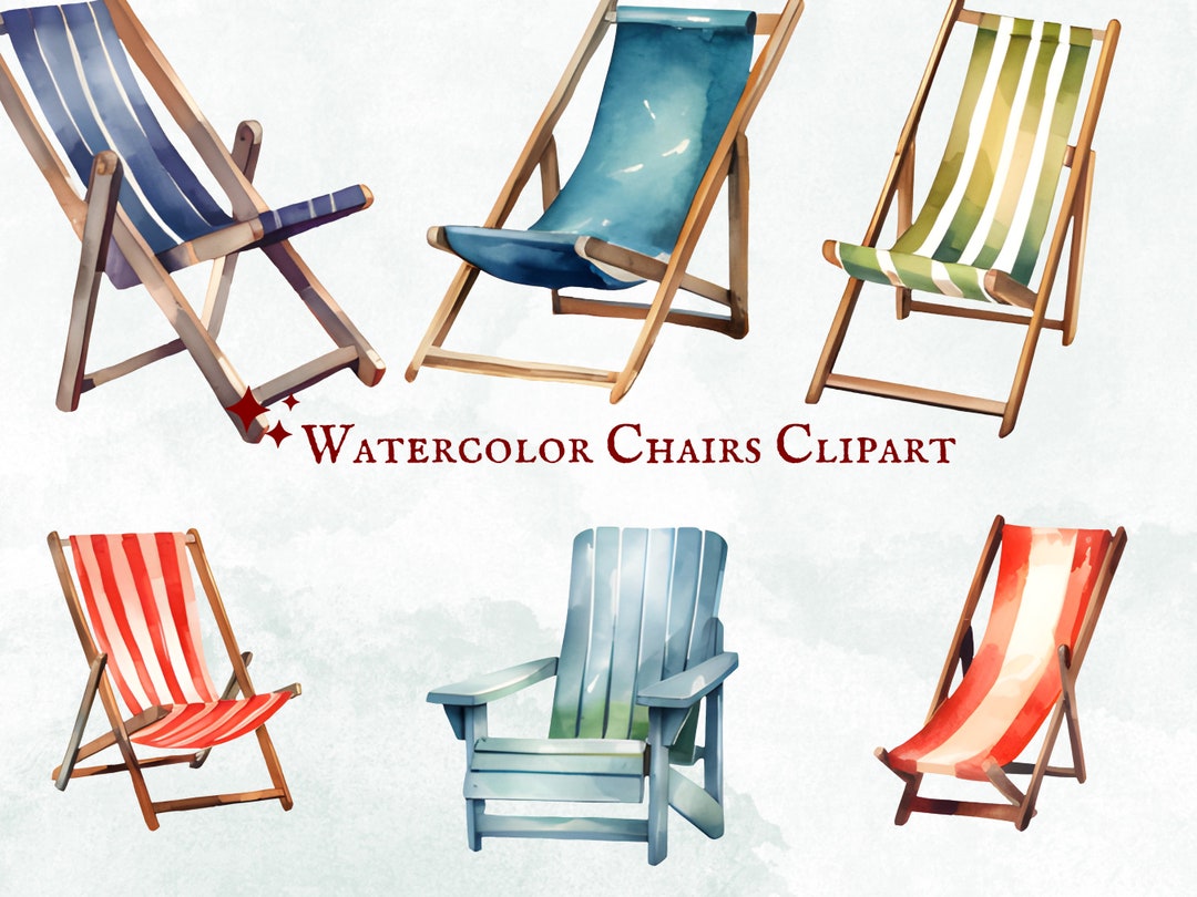 Watercolor Beach Chairs Clipart - 15 PNG Graphics - Sun Chairs ...