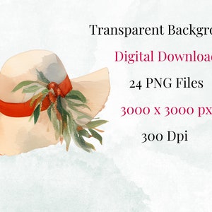 Watercolor Summer Hats Clipart - 24 PNG Images - Sun Hats - Hats ...