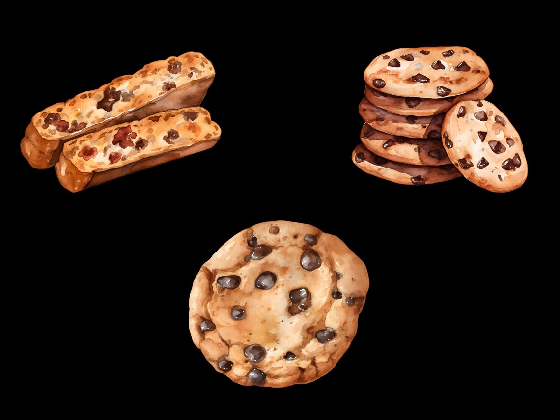 Watercolor Cookies Clipart - 30 PNG Graphics - Instant Download ...