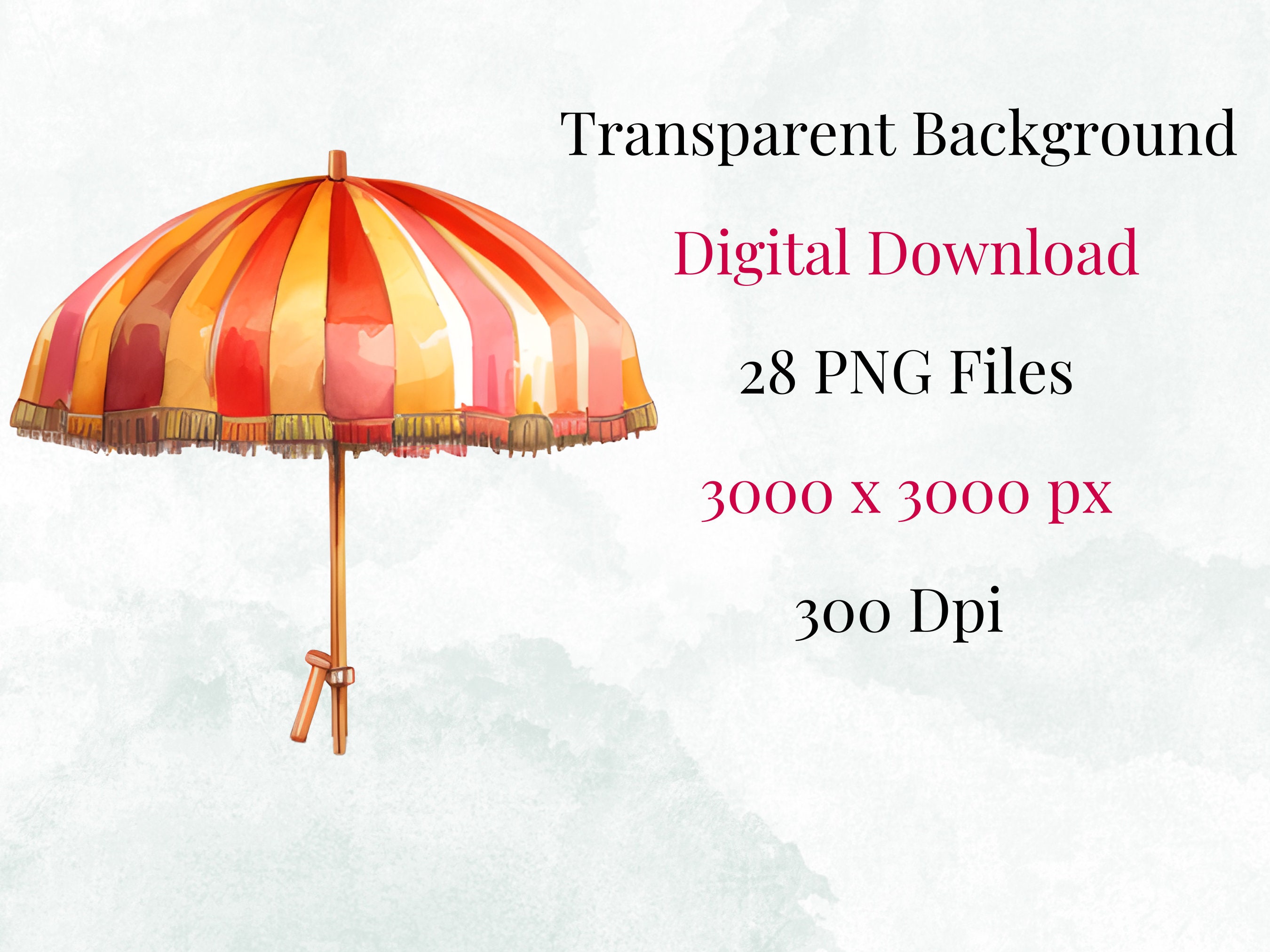 Watercolor Beach Balls & Umbrellas Clipart - 28 PNG Graphics - Instant ...