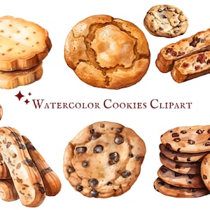 Watercolor Cookies Clipart - 30 PNG Graphics - Instant Download ...