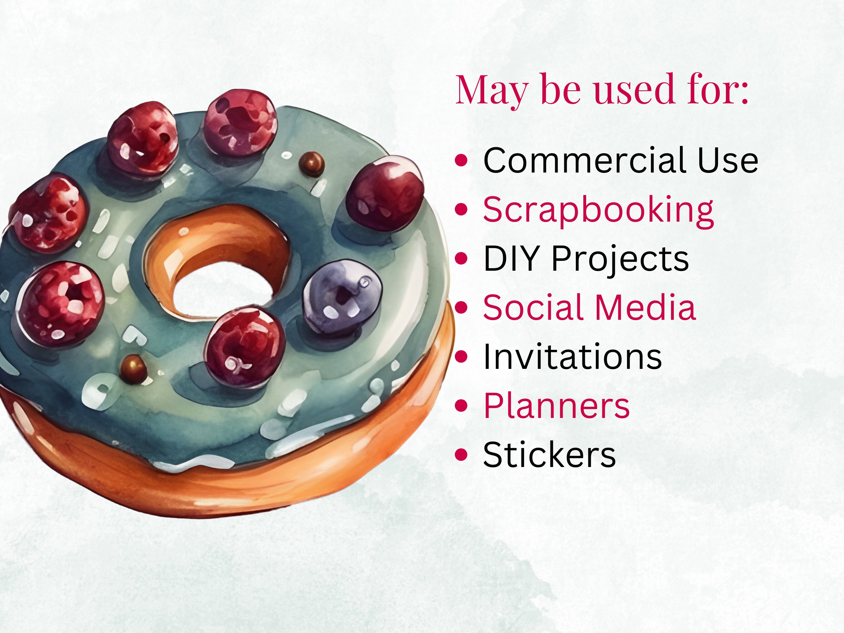 Watercolor Donuts Clipart - 30 PNG Graphics - Instant Download ...