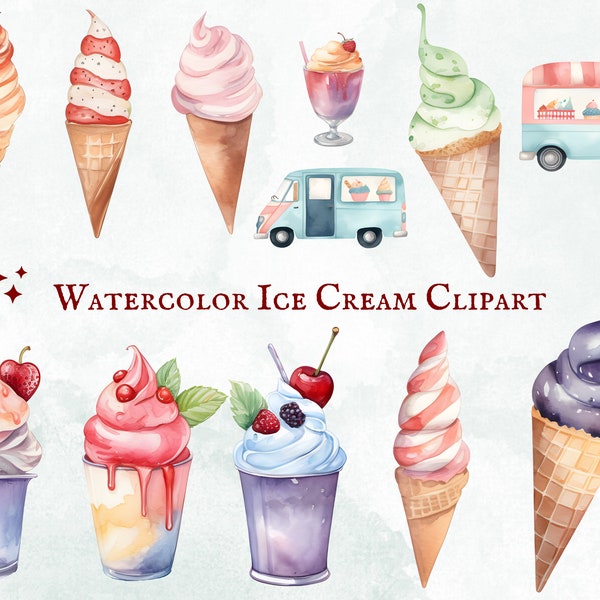 Ice Cream Sundae Clipart - Etsy Canada