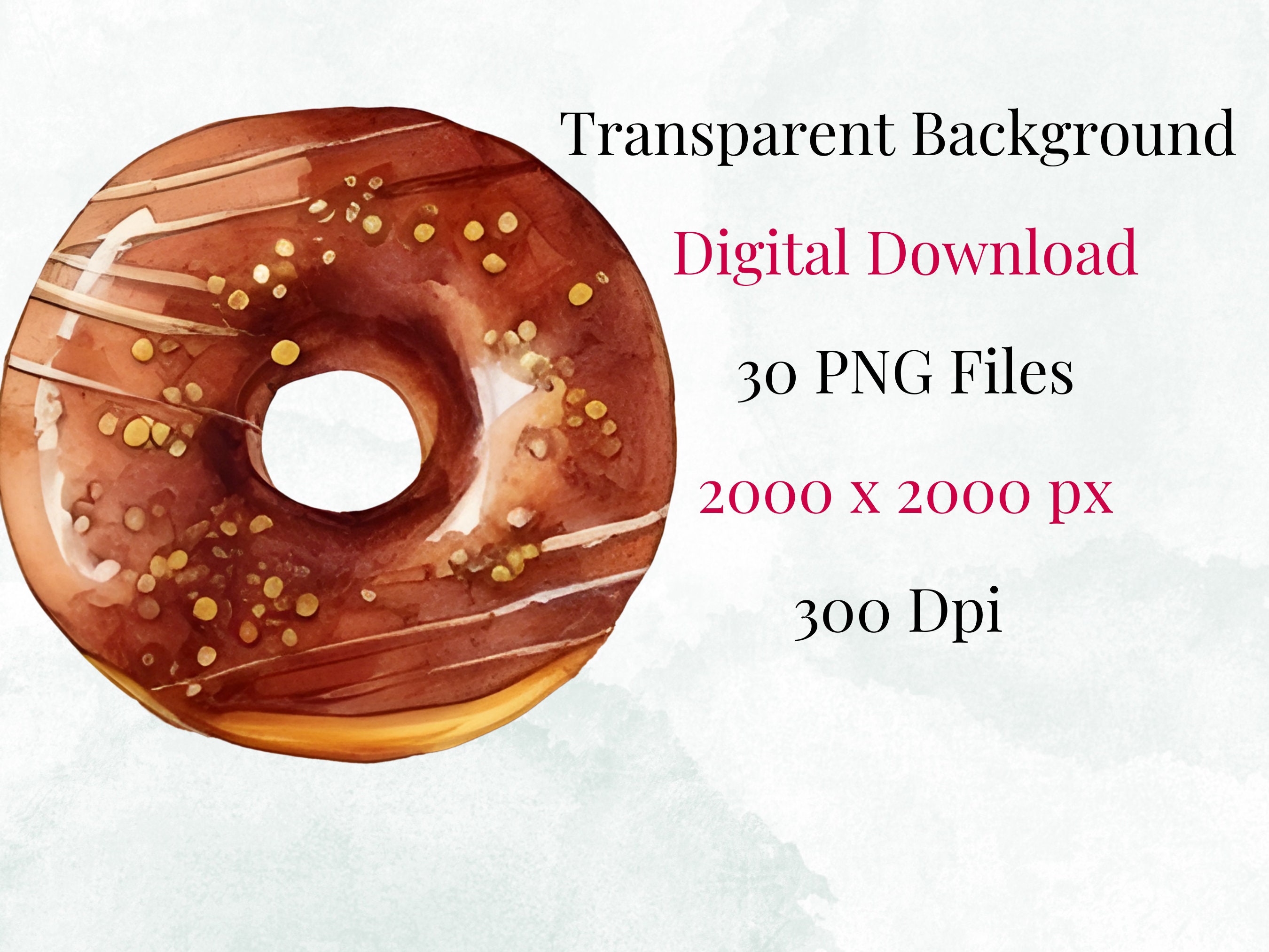Watercolor Donuts Clipart - 30 PNG Graphics - Instant Download ...