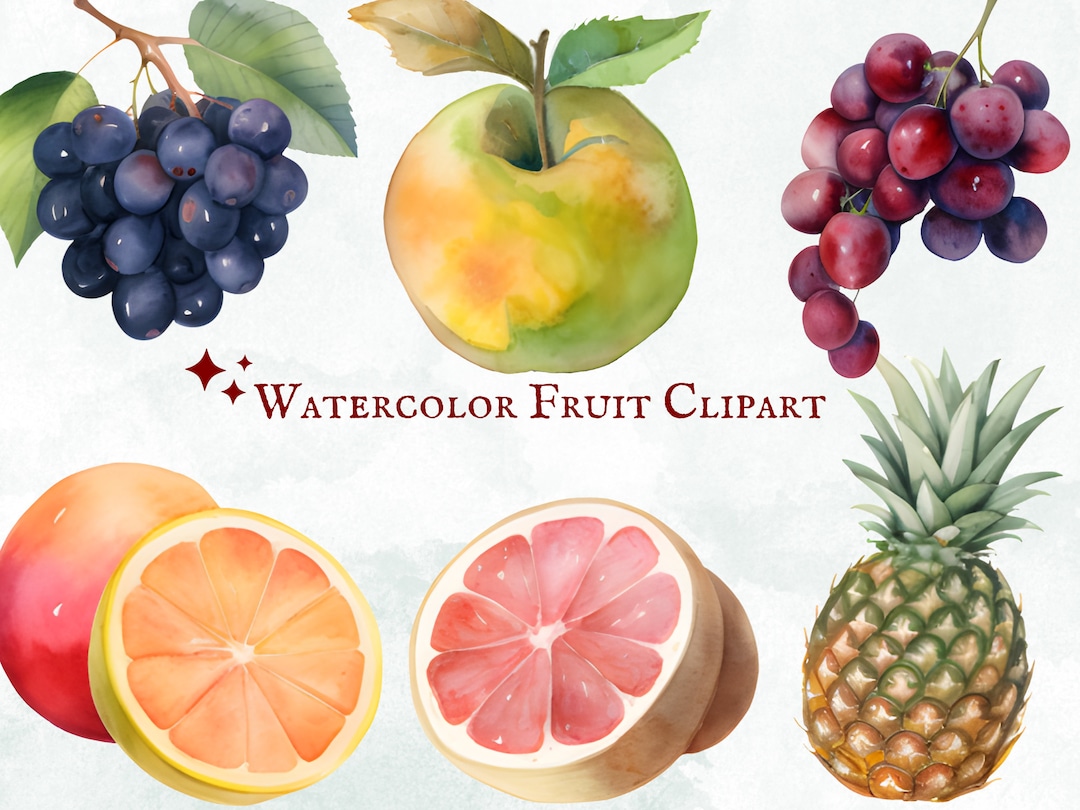 Watercolor Fruit Clipart - 25 PNG Graphics - Instant Download ...