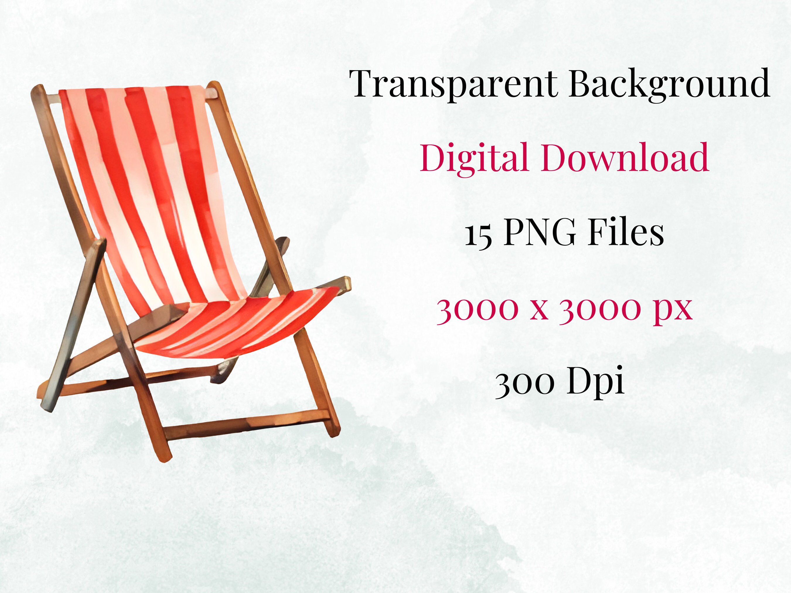 Watercolor Beach Chairs Clipart - 15 PNG Graphics - Sun Chairs ...