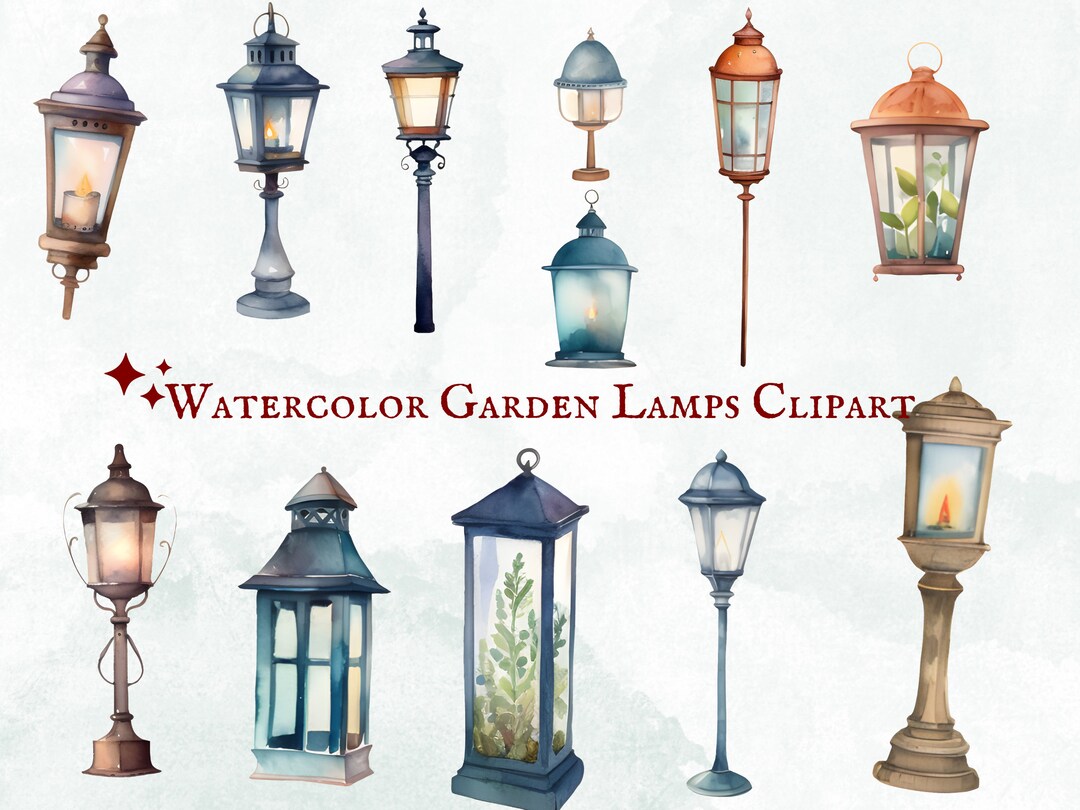Watercolor Garden Lamps Clipart - 22 PNG Images - Garden Design ...