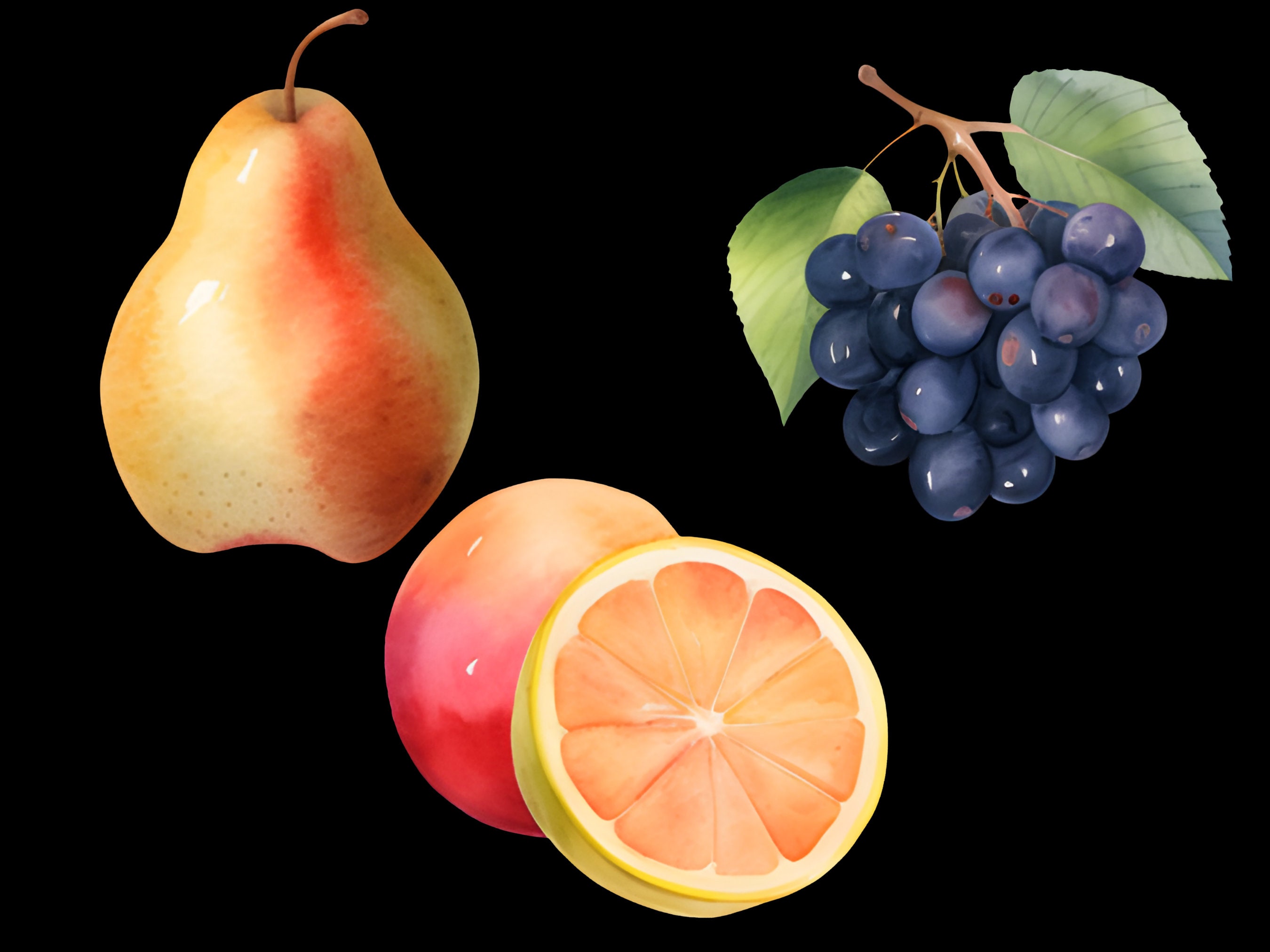 Watercolor Fruit Clipart - 25 PNG Graphics - Instant Download ...