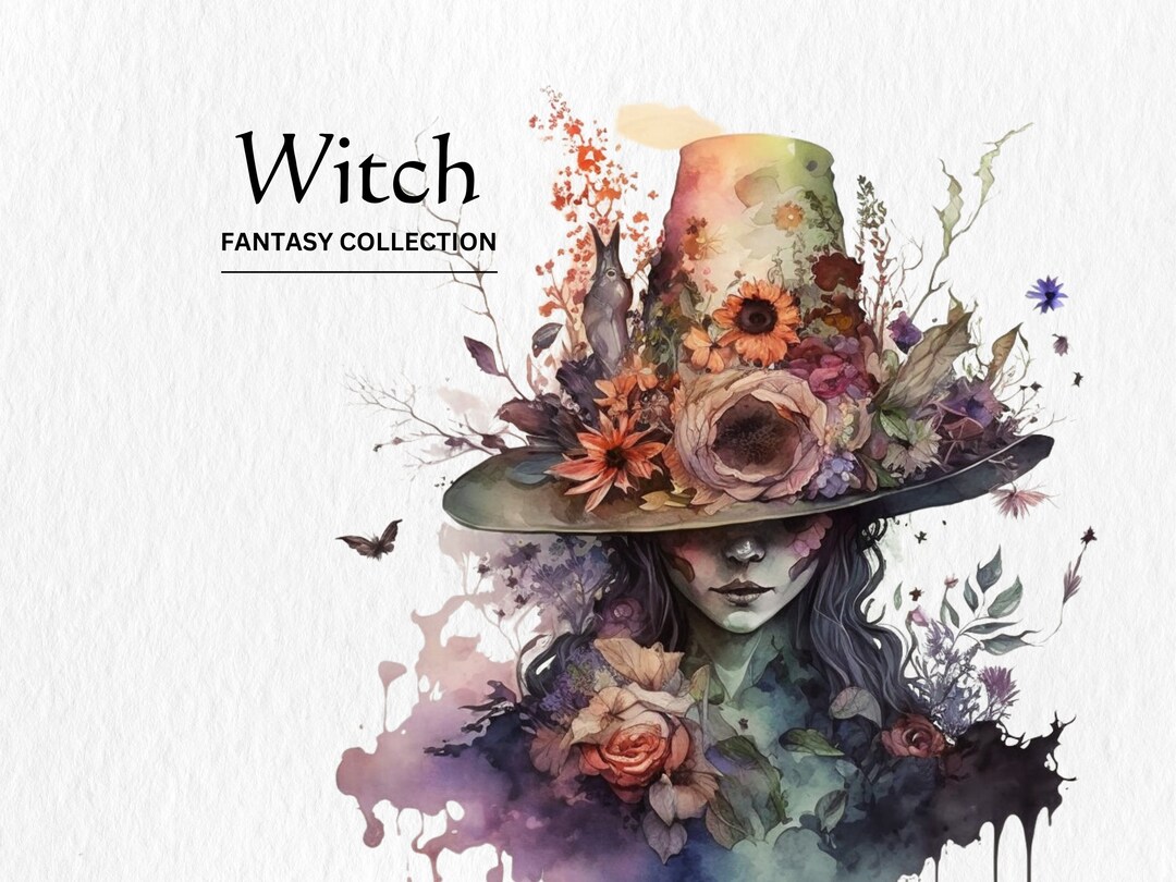 Watercolor Witch Fantasy Clipart Bundle - Watercolor Witch Fantasy PNG ...