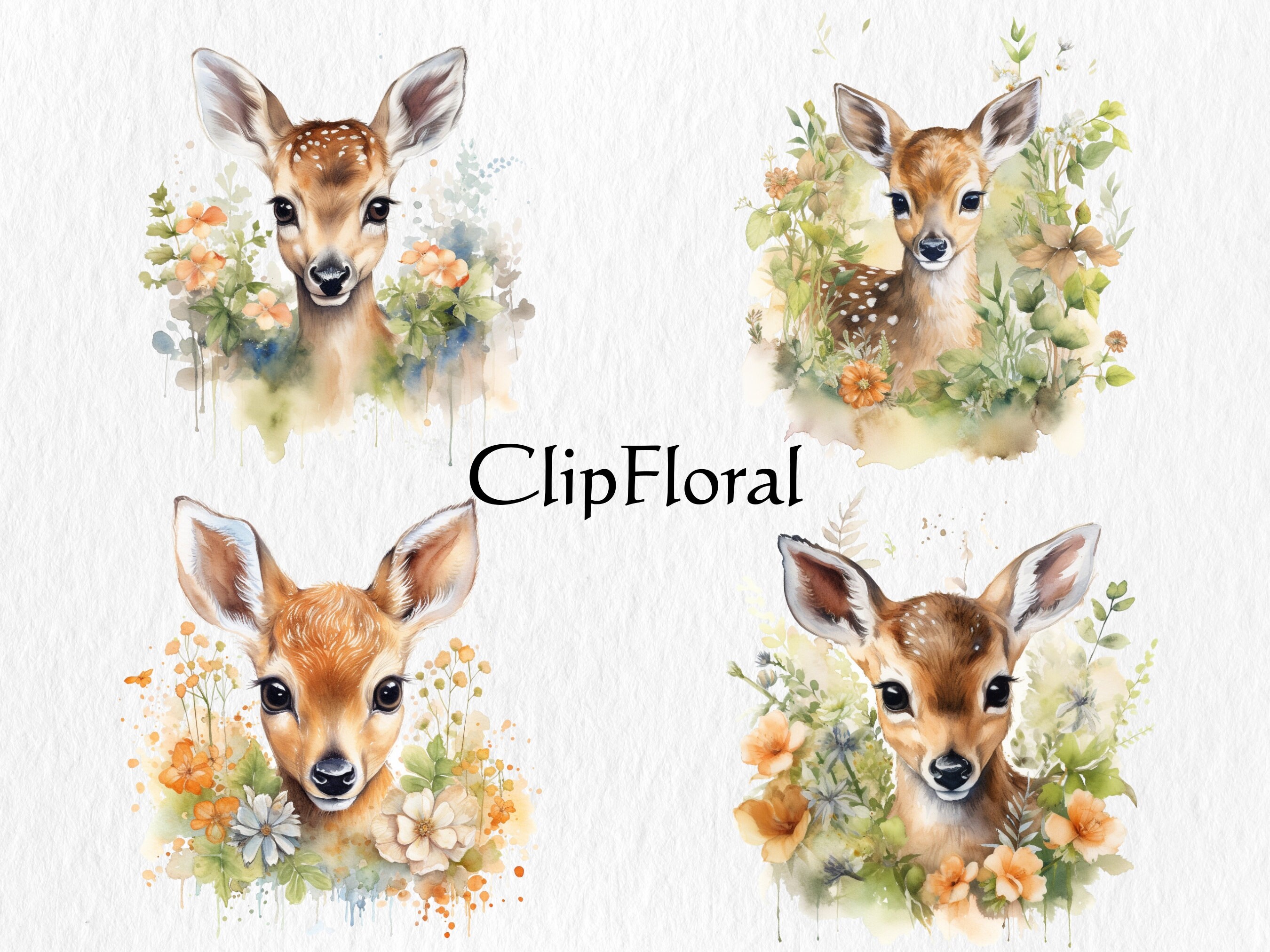 Baby Deer Fawn Clipart 8 High Quality Pngs Watercolor - Etsy