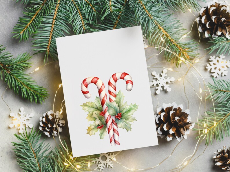 Christmas Candy Canes Clipart 10 High Quality Pngs Digital - Etsy