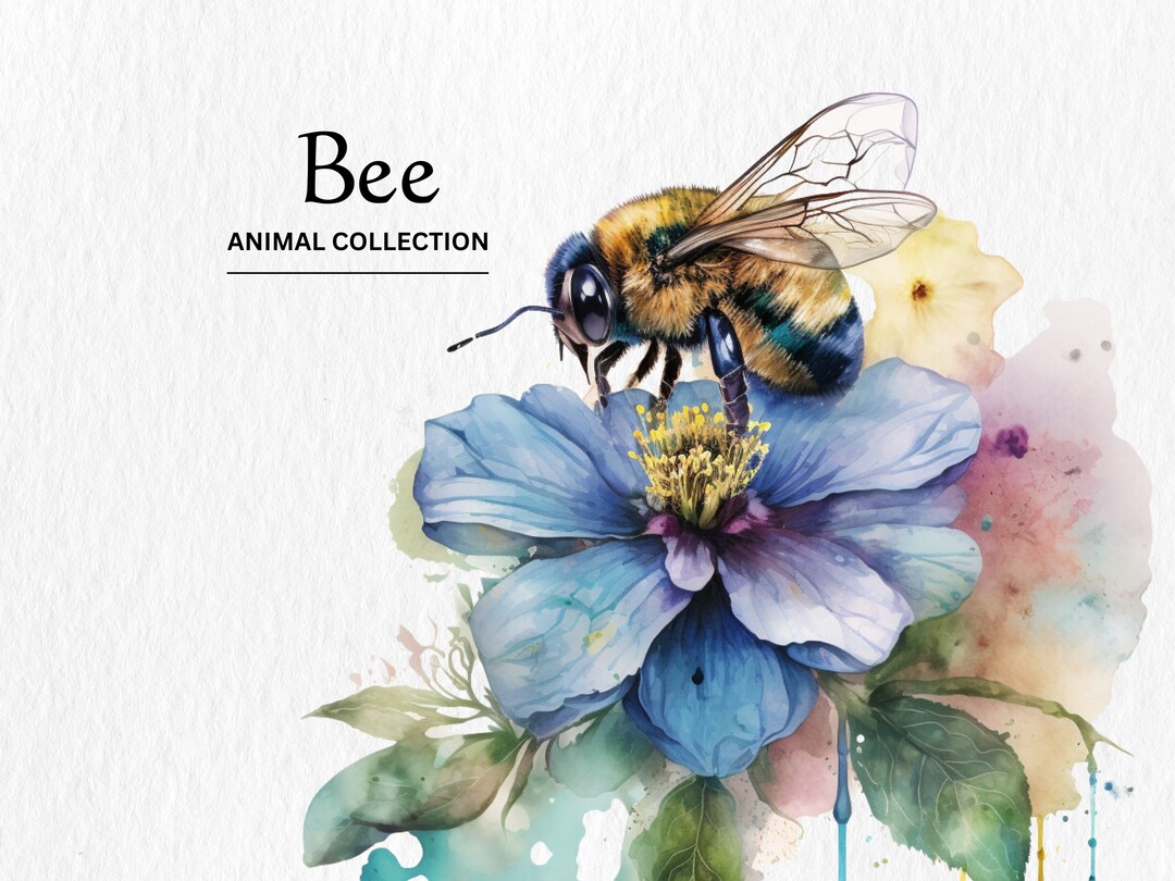 Cute Bee on Flower 14 PNG, Watercolor Clipart, Cute Baby Shower ...