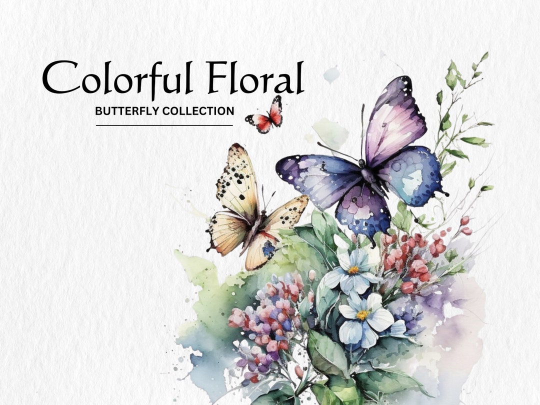 Watercolor Butterflies Clipart Bundle - Watercolor Butterflies Colorful ...