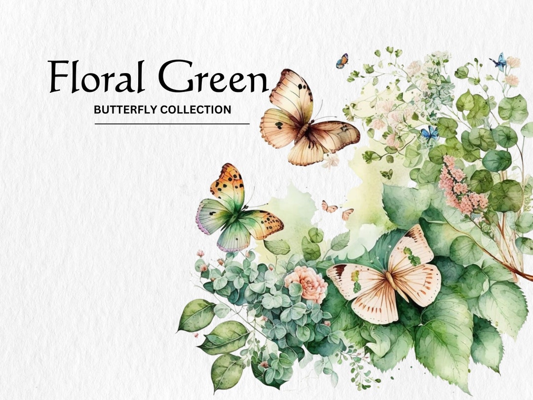 Watercolor Butterflies Clipart Bundle Watercolor Butterflies Floral ...