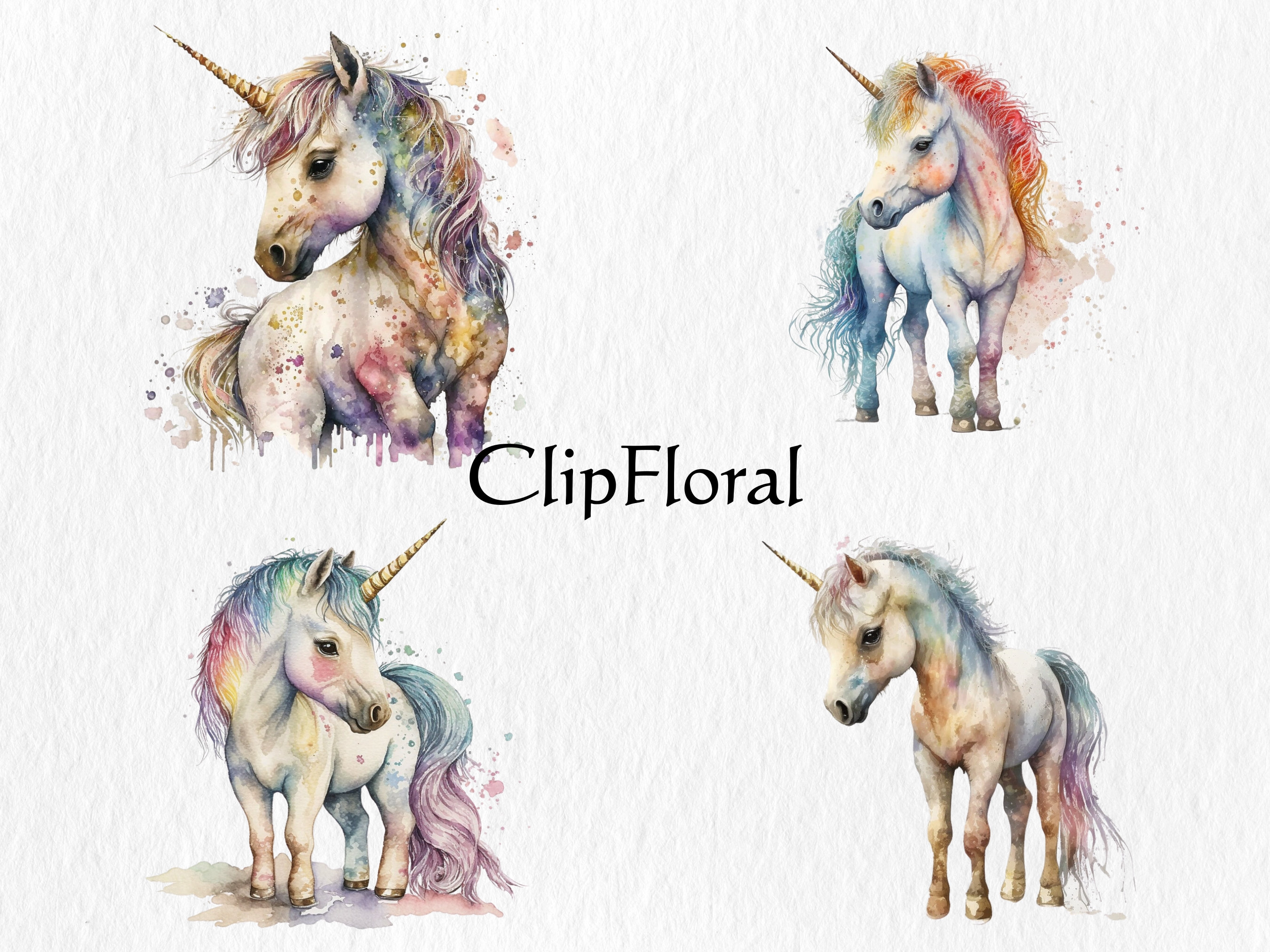 Watercolor Baby Unicorn Fantasy Clipart Bundle Watercolor - Etsy