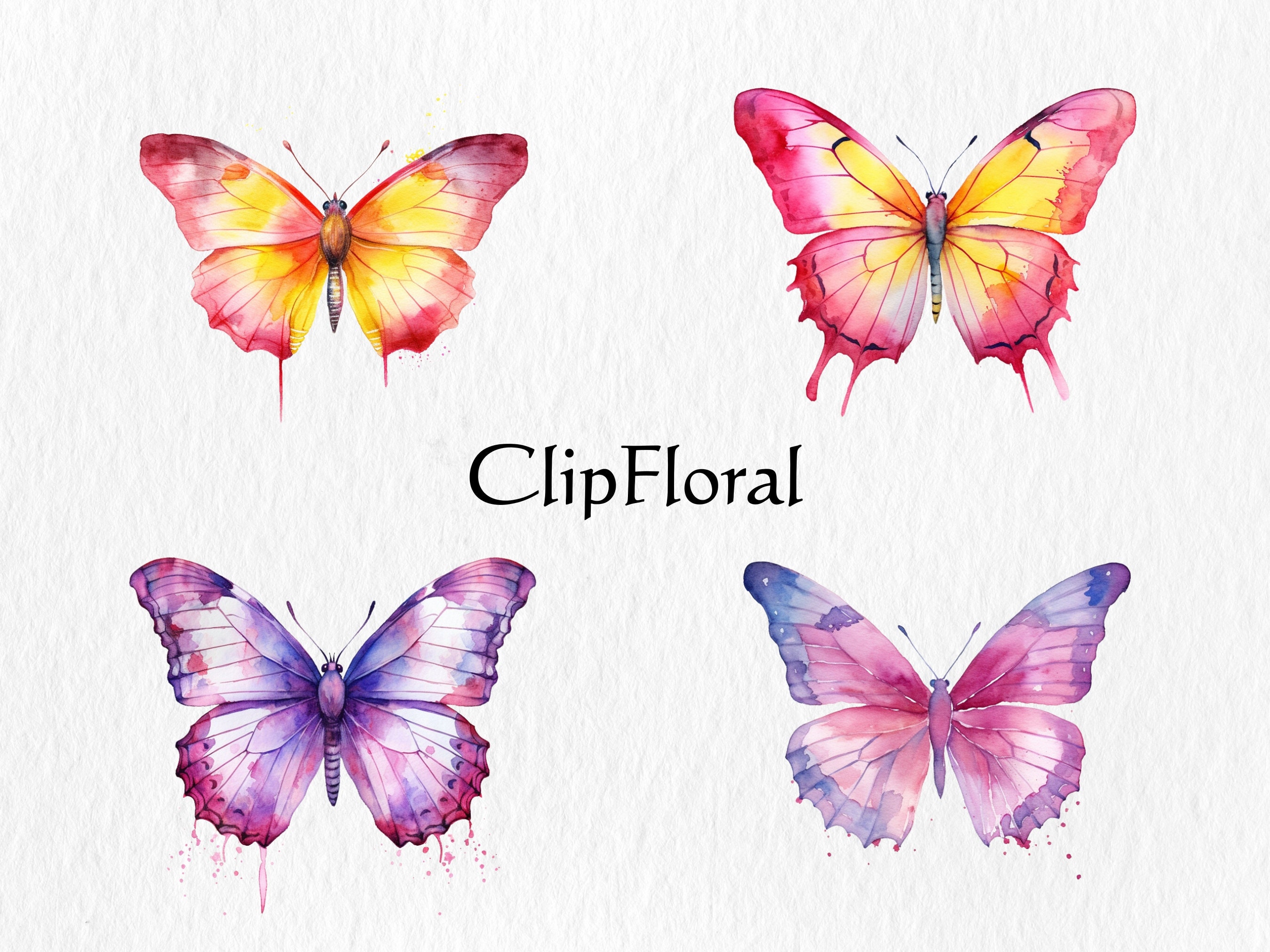 Watercolor Butterflies Clipart Bundle Watercolor Butterflies - Etsy