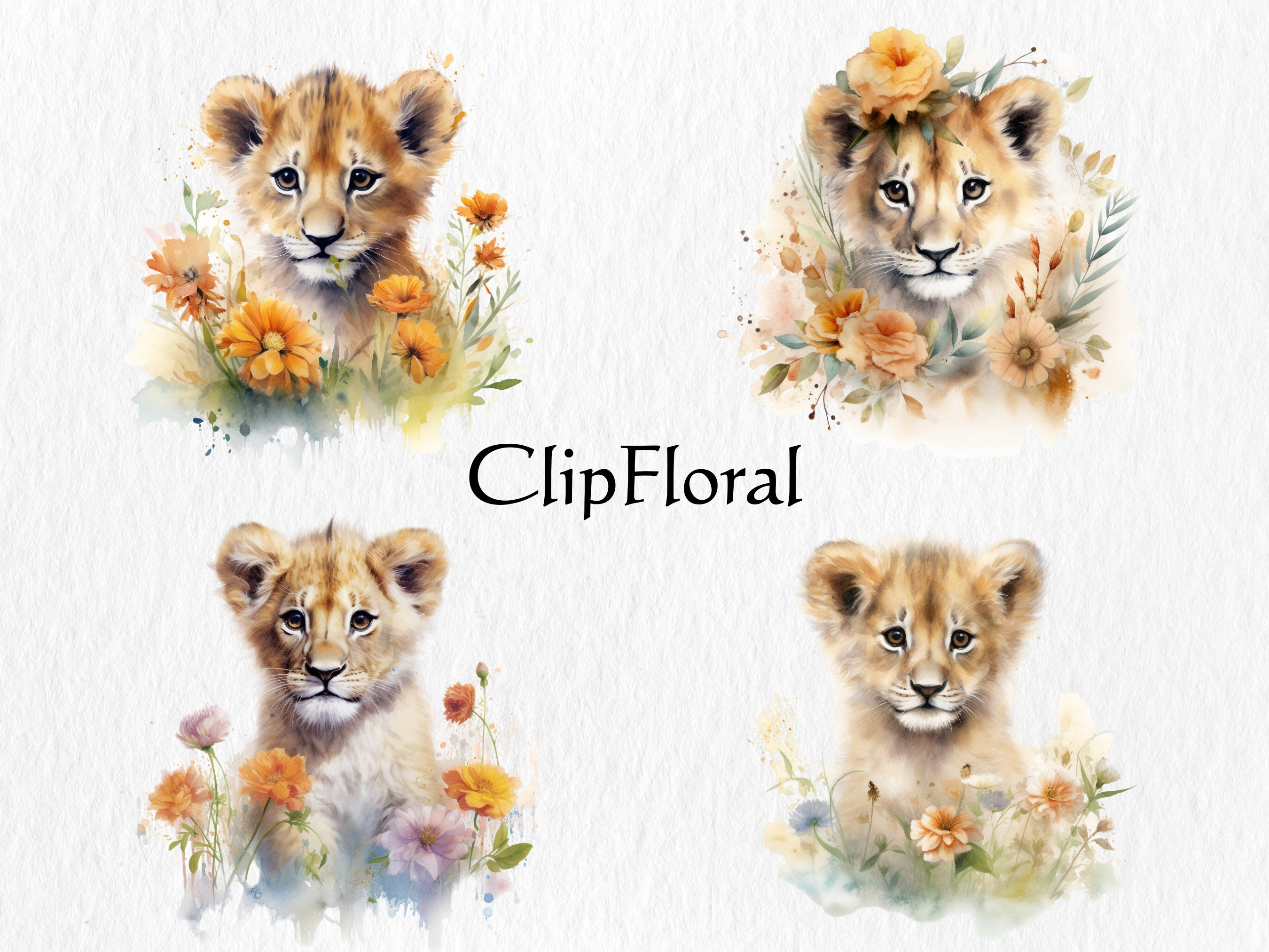 Watercolor Lion Cub Clipart: Nursery Art PNG (digital Download) - Etsy