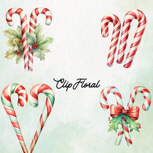 Christmas Candy Canes Clipart 10 High Quality Pngs Digital - Etsy