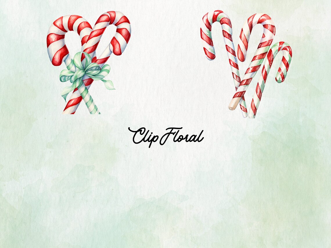 Christmas Candy Canes Clipart 10 High Quality Pngs Digital - Etsy