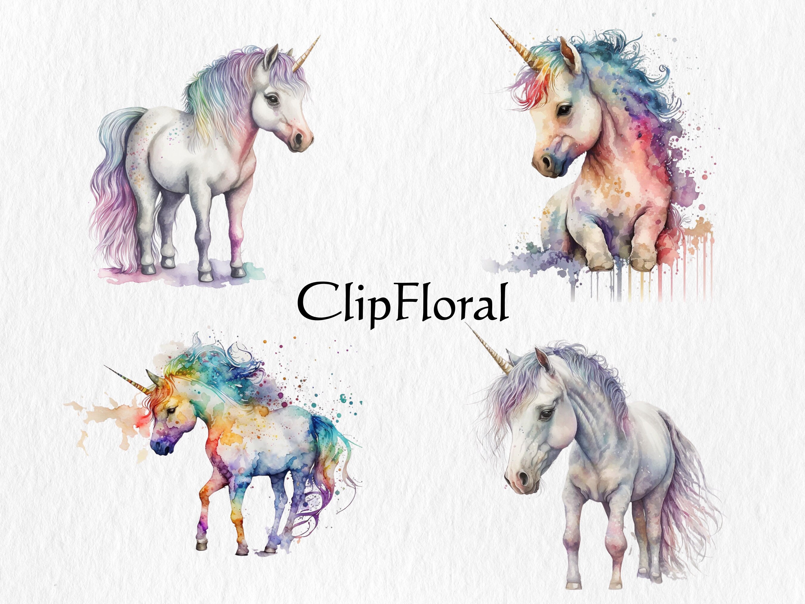 Watercolor Baby Unicorn Fantasy Clipart Bundle Watercolor - Etsy