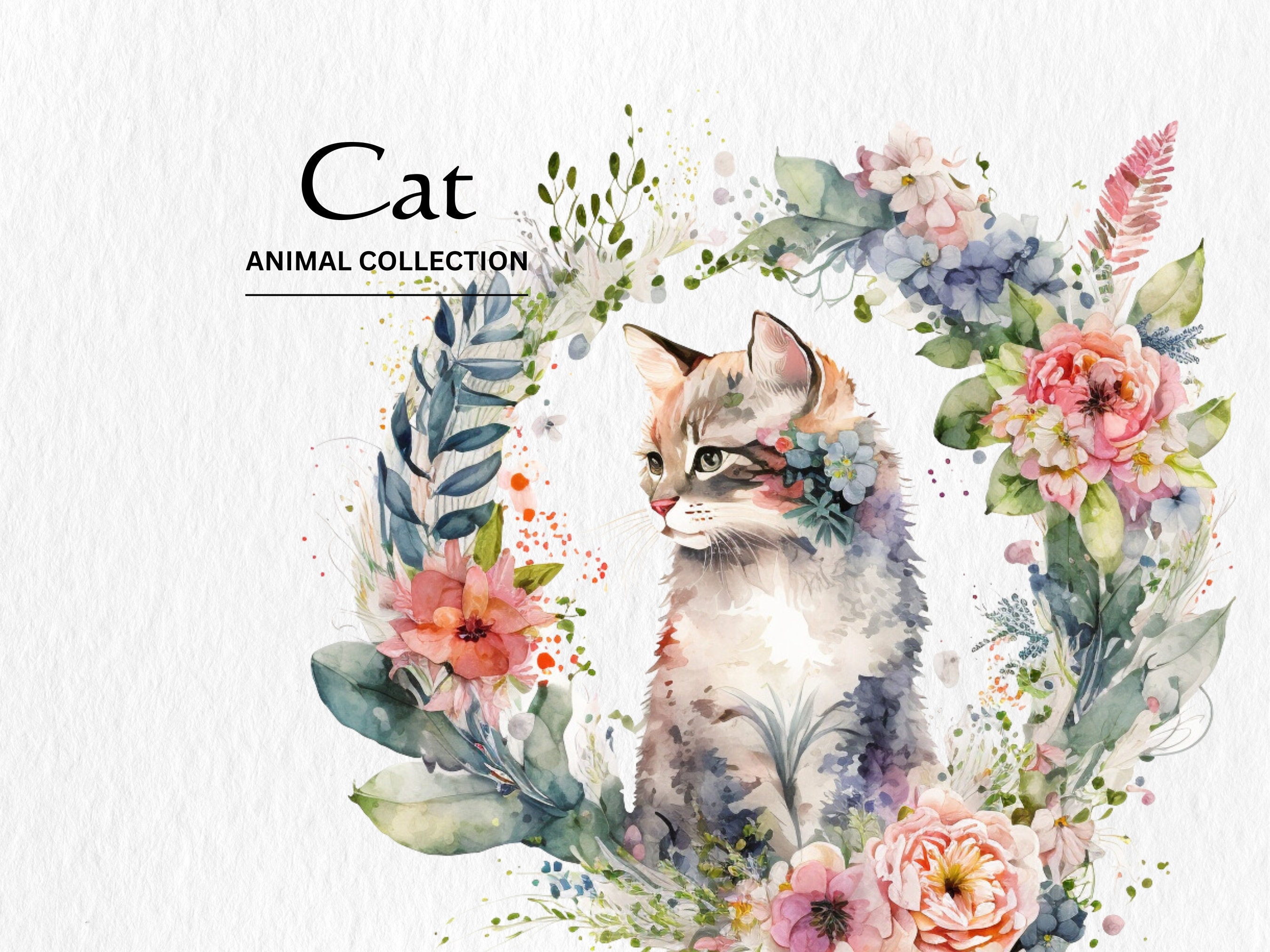 Watercolor Cat Clipart Bundle Watercolor Cat PNG Format - Etsy
