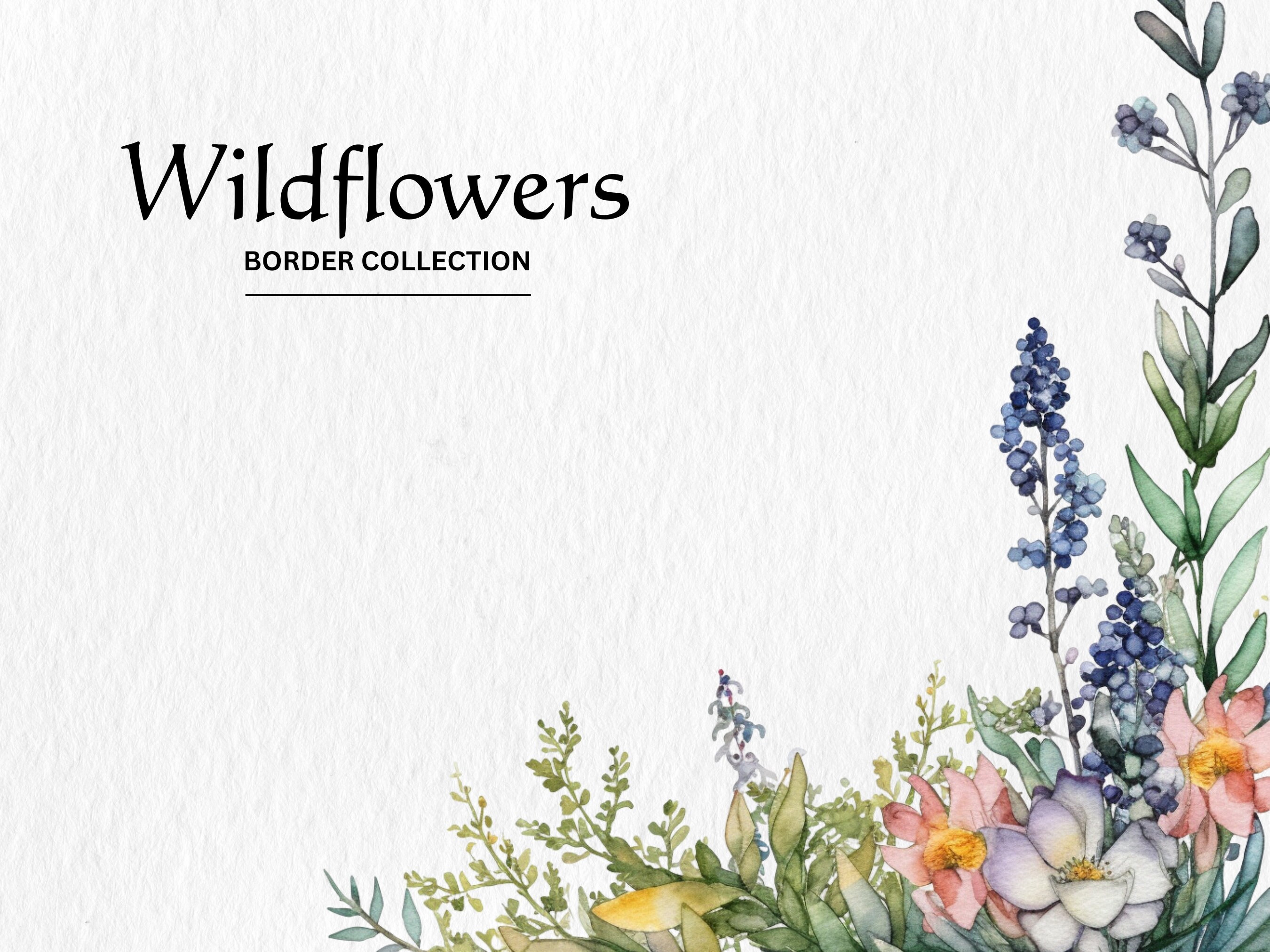Watercolor Wildflowers Border Clipart Bundle Watercolor Wildflower ...