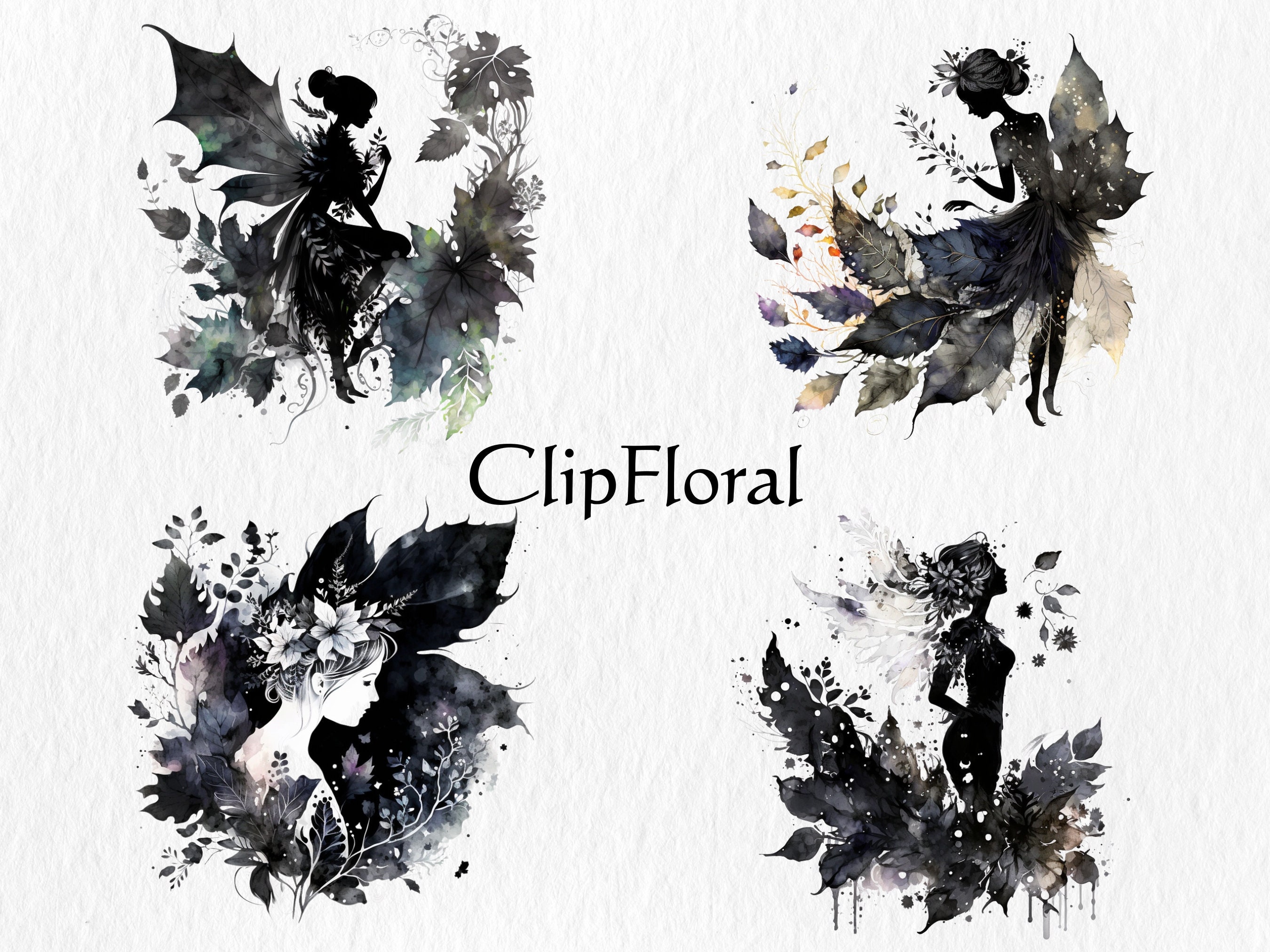 Watercolor Dark Fairy Fantasy Clipart Bundle Watercolor Dark Fairy ...