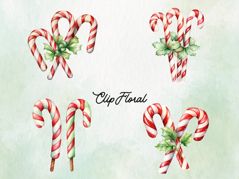 Christmas Candy Canes Clipart 10 High Quality Pngs Digital - Etsy